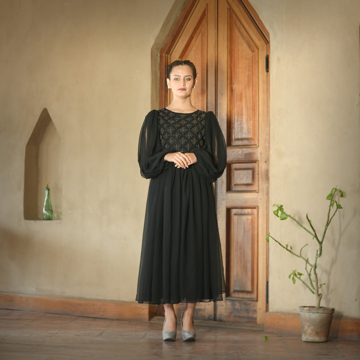 Afghan Silk Jali Long Dress | Aseel