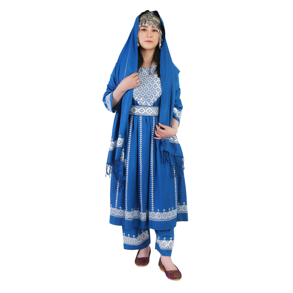 Blue Traditional Hazaragi Dress with Trousers | Aseel