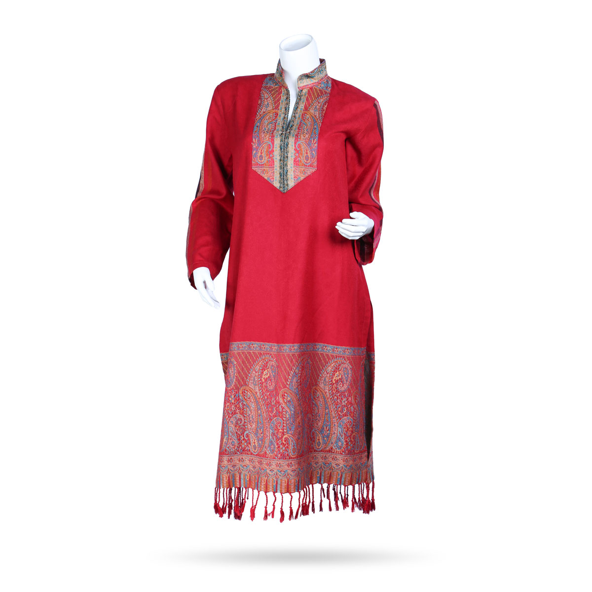 Red Shal Dress | Collared Plain Dress | Aseel