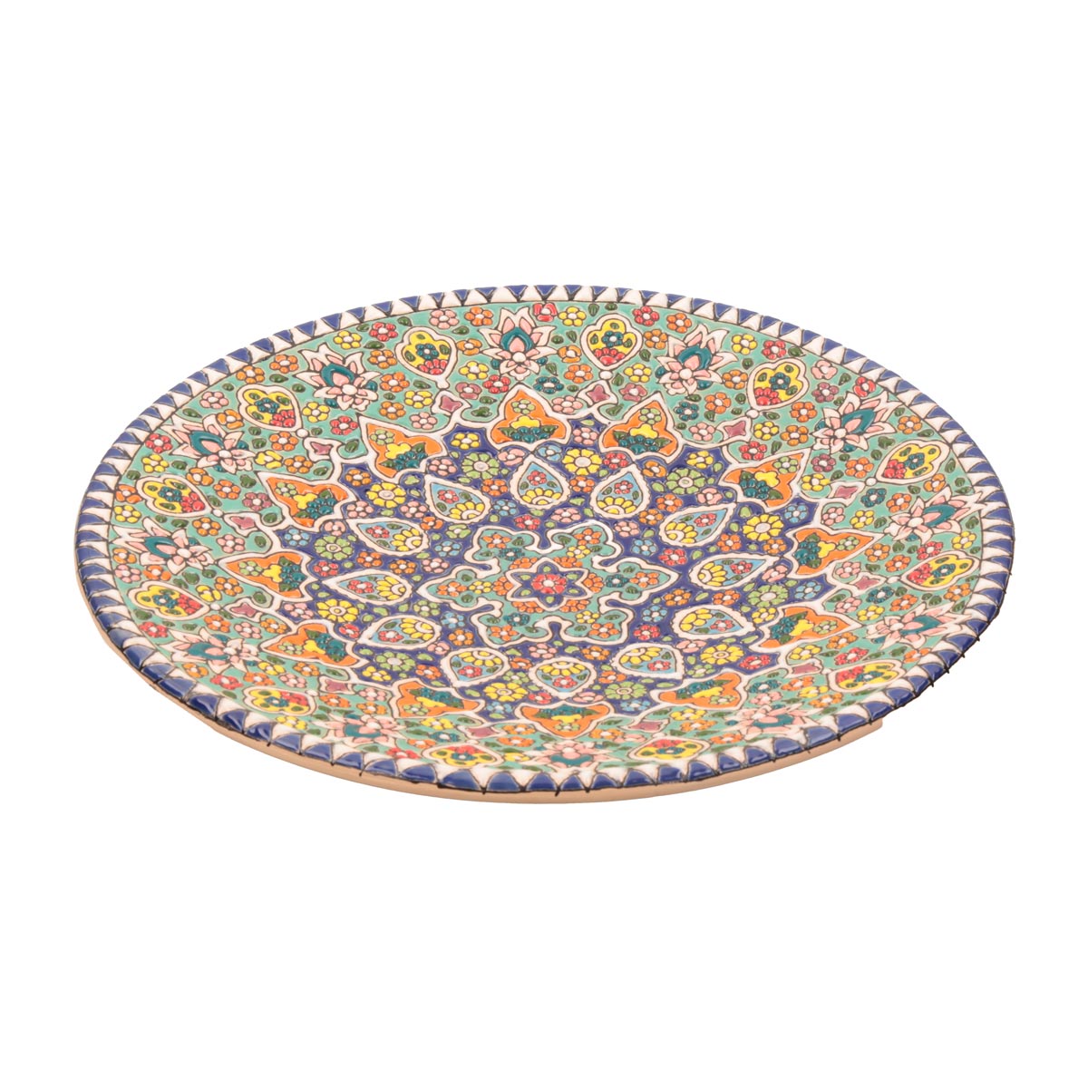 White Ceramic Flat Plate | Handmade Floral Patterned Plate | Aseel