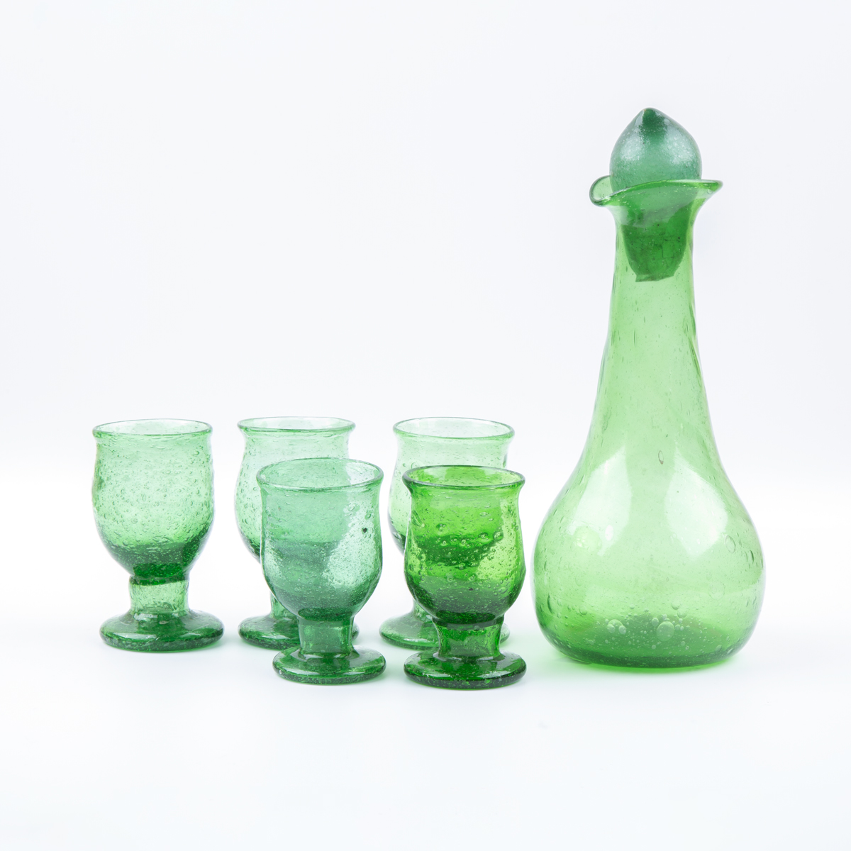 Handmade Green Glass set with Jug | Complete Set of Glassware | Aseel