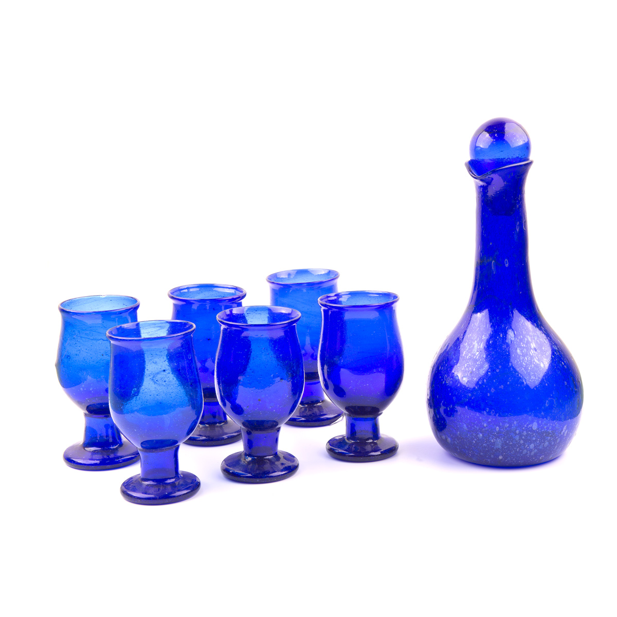Blue Glass Set with Jug, Glassware set, Handmade | Aseel
