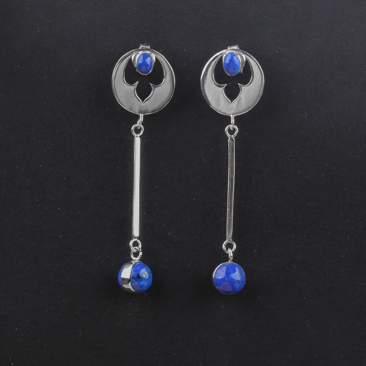 Handmade Lapis Earrings| Afghan Women Silver Earrings | Aseel