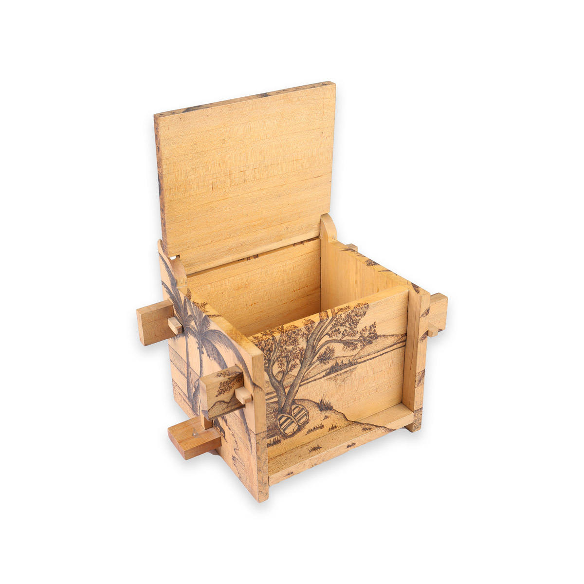 Mini Archa Wood Box | Antique Jewel Box with Burnt Artwork | Aseel