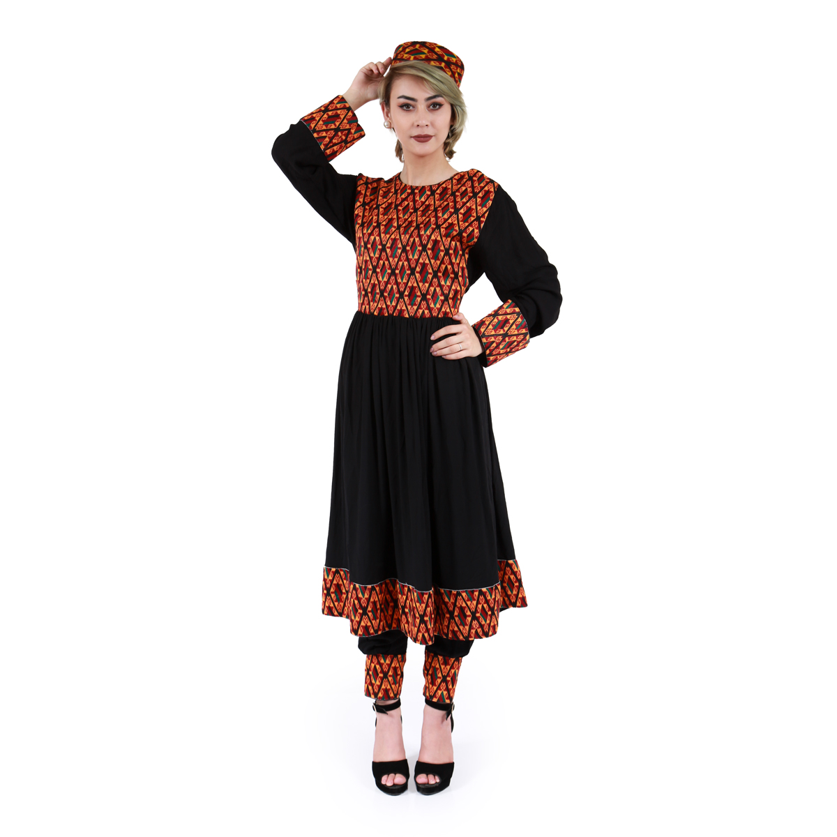 Black Cotton Hazaragi Design Set| Pleated & Hand-Embroidered Party Wear ...