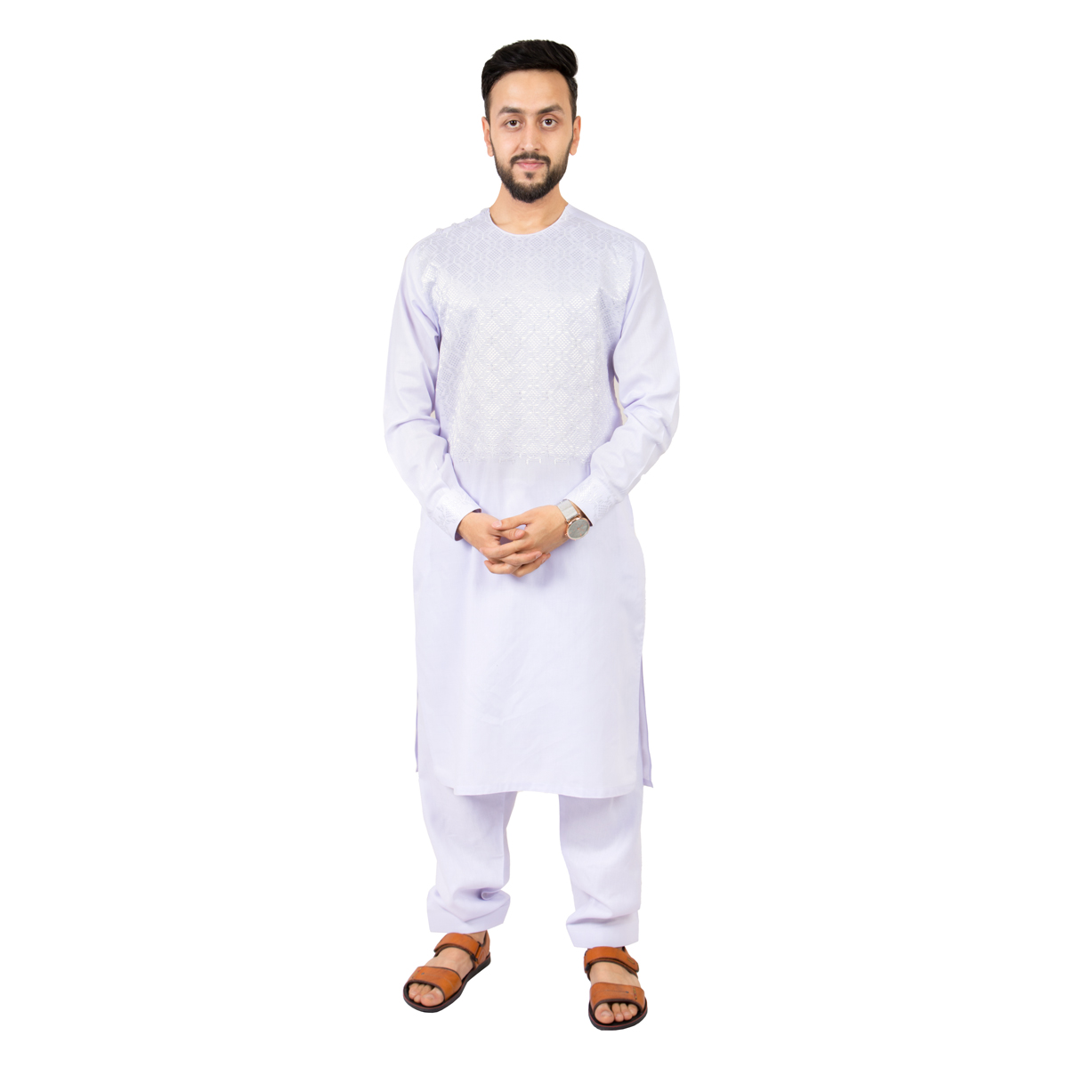 White Embroidered Pehran Tunban Set | Men's Traditional Wear for ...