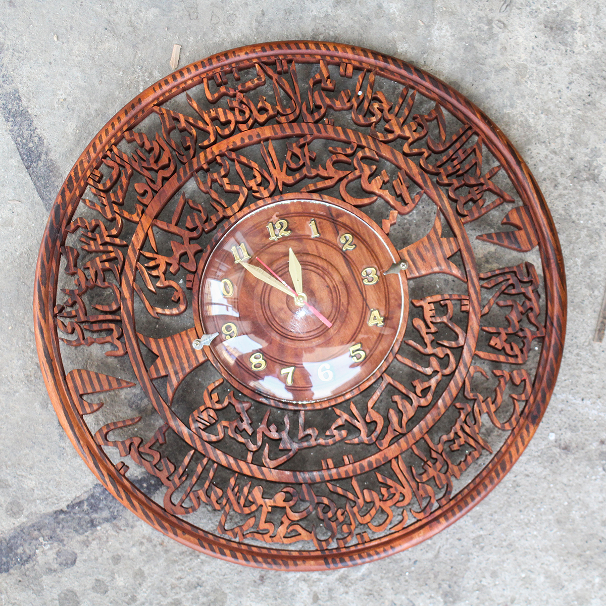 Shava Wooden Clock | Wall Clock with Islamic Engravings | Aseel